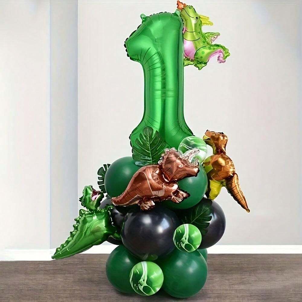Dinosaur Balloon Set, Assorted Green Number Balloons 1-9, Jungle ...