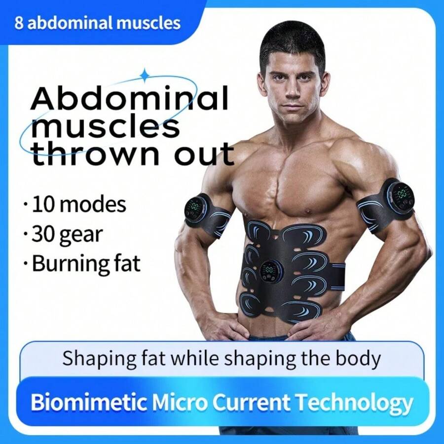 Electronic Muscle Toner EMS Stimulator Abdominal Toning Belt Abs Muscle ...