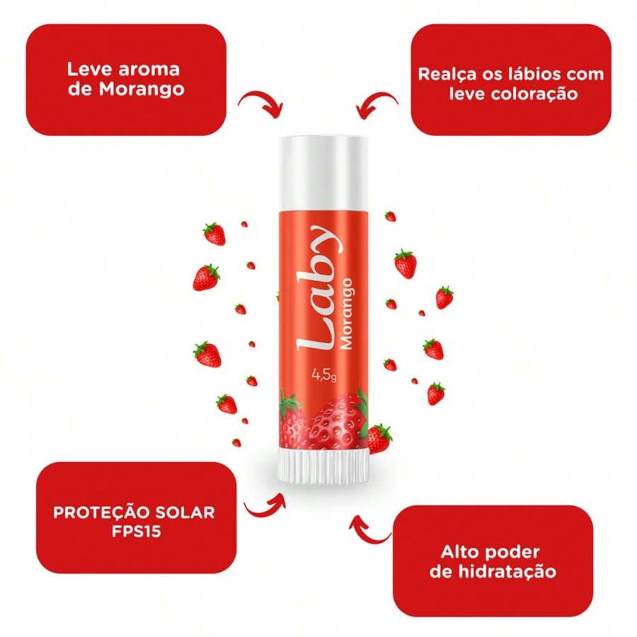 LABY Prot. Hidratante Labial MORANGO FPS15 KIT C/ 12 | SHEIN Brasil