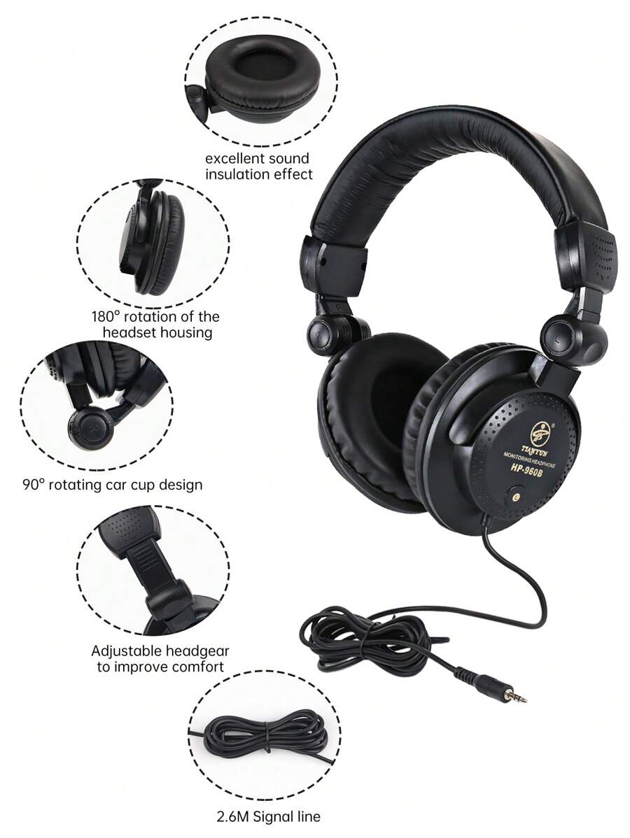 Professional Studio Recording Headphones Audio Headset Wired 3.5mm Hifi ...