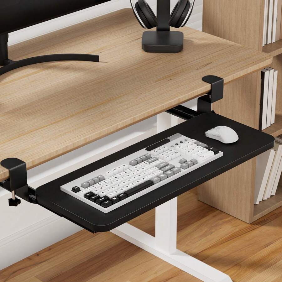 Keyboard Tray Under Desk, Corner Keyboard Tray With Adjustable C Clamp ...