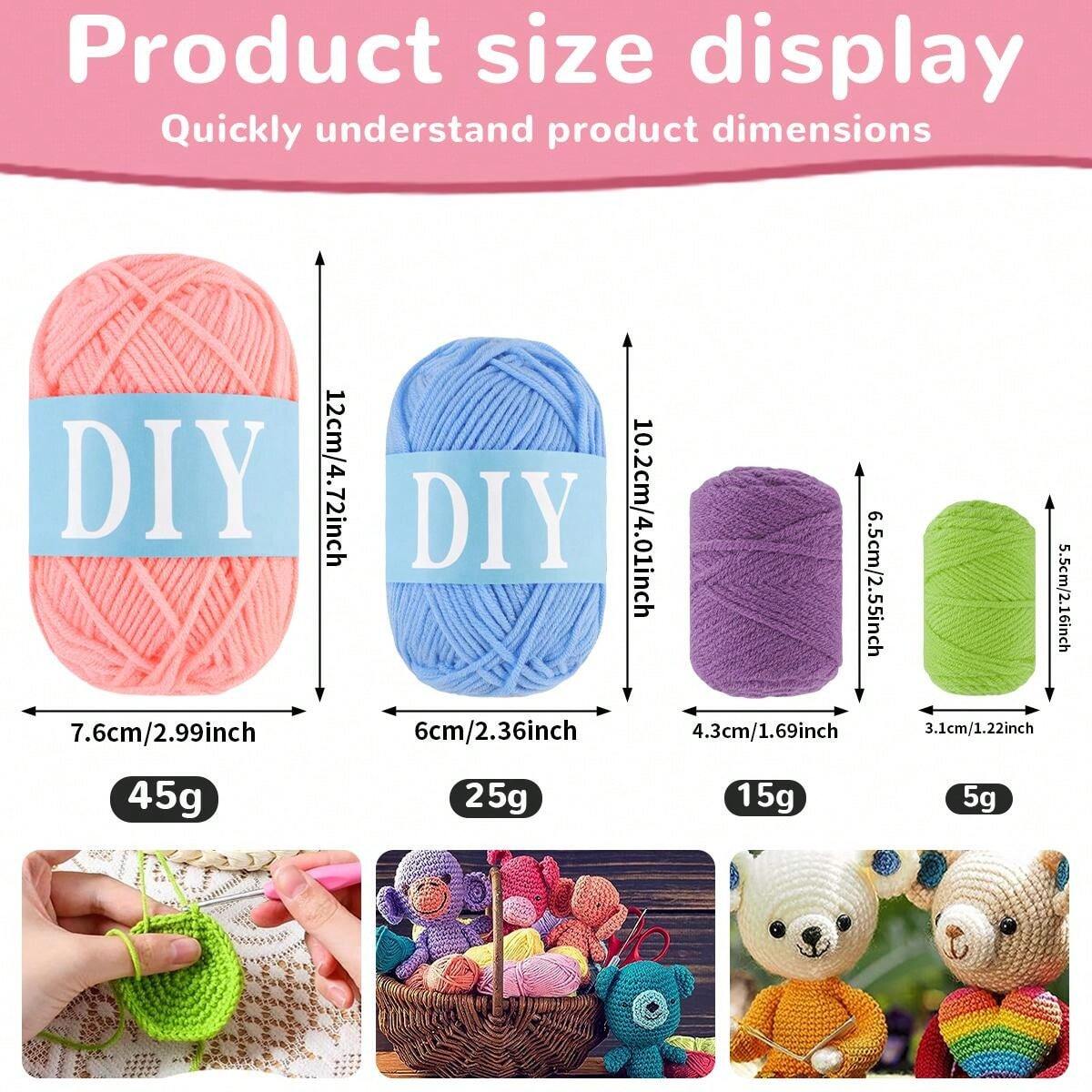 Beginner Yarn, Random Color, Without Tools, Visible Stitches, Unisex ...