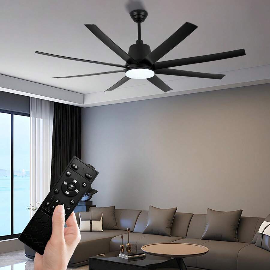 Ceiling Fans With Lights, Black Farmhouse Indoor Ceiling Fan With Light ...