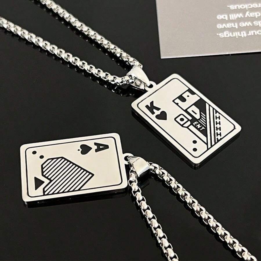Titanium Steel Necklace Men's Hundred Creative Playing Cards Ace Of ...