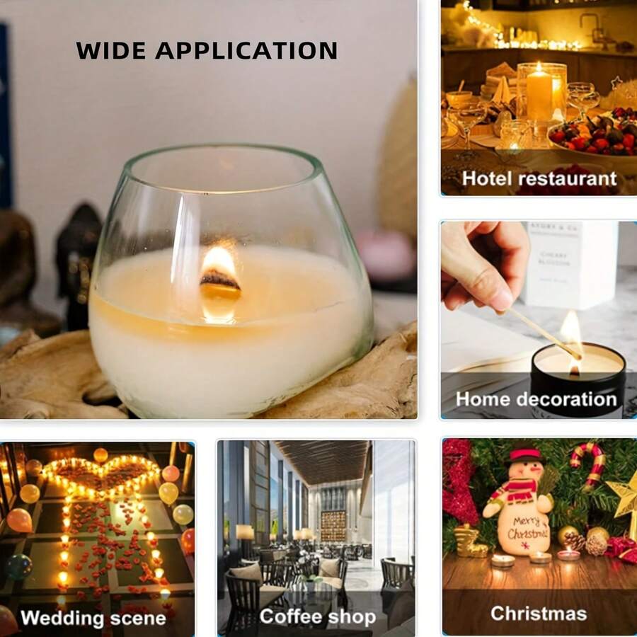 100 sets de mèches de bougie en bois de cerise épaissies et sans fumée ...