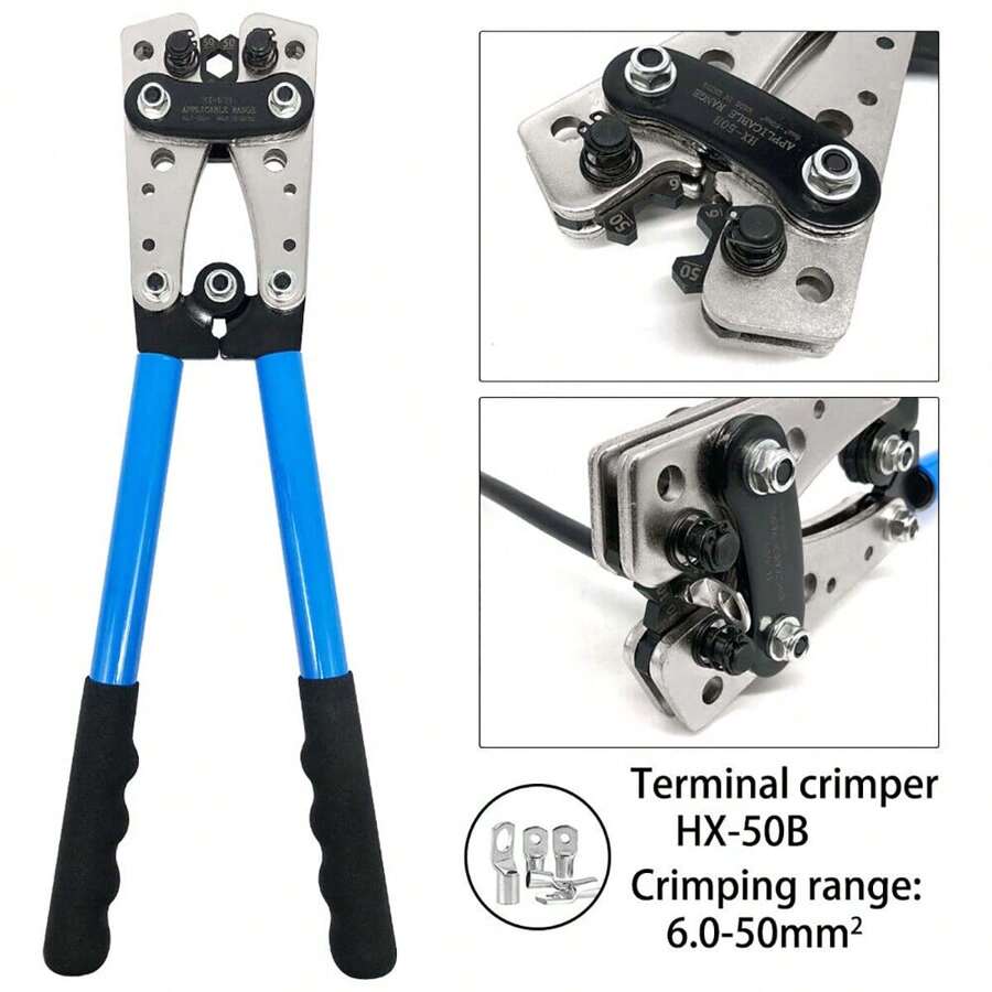 6-50mm² Electric Wire Cable Lug Crimp Tool Terminal Crimper Plier ...