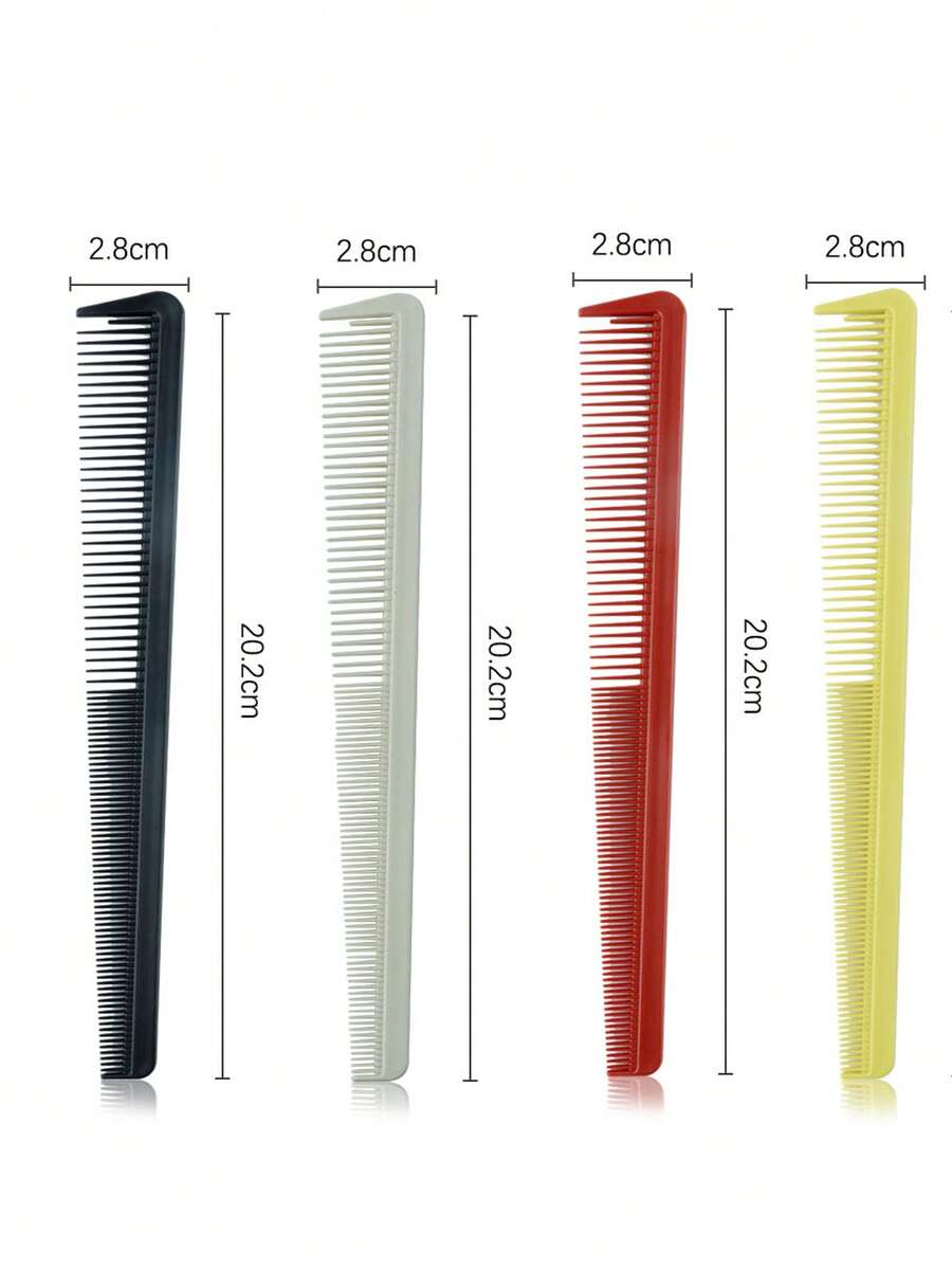4-Piece Comb Set, Fine & Wide Teeth, Double-Sided Haircut Comb, Plastic ...