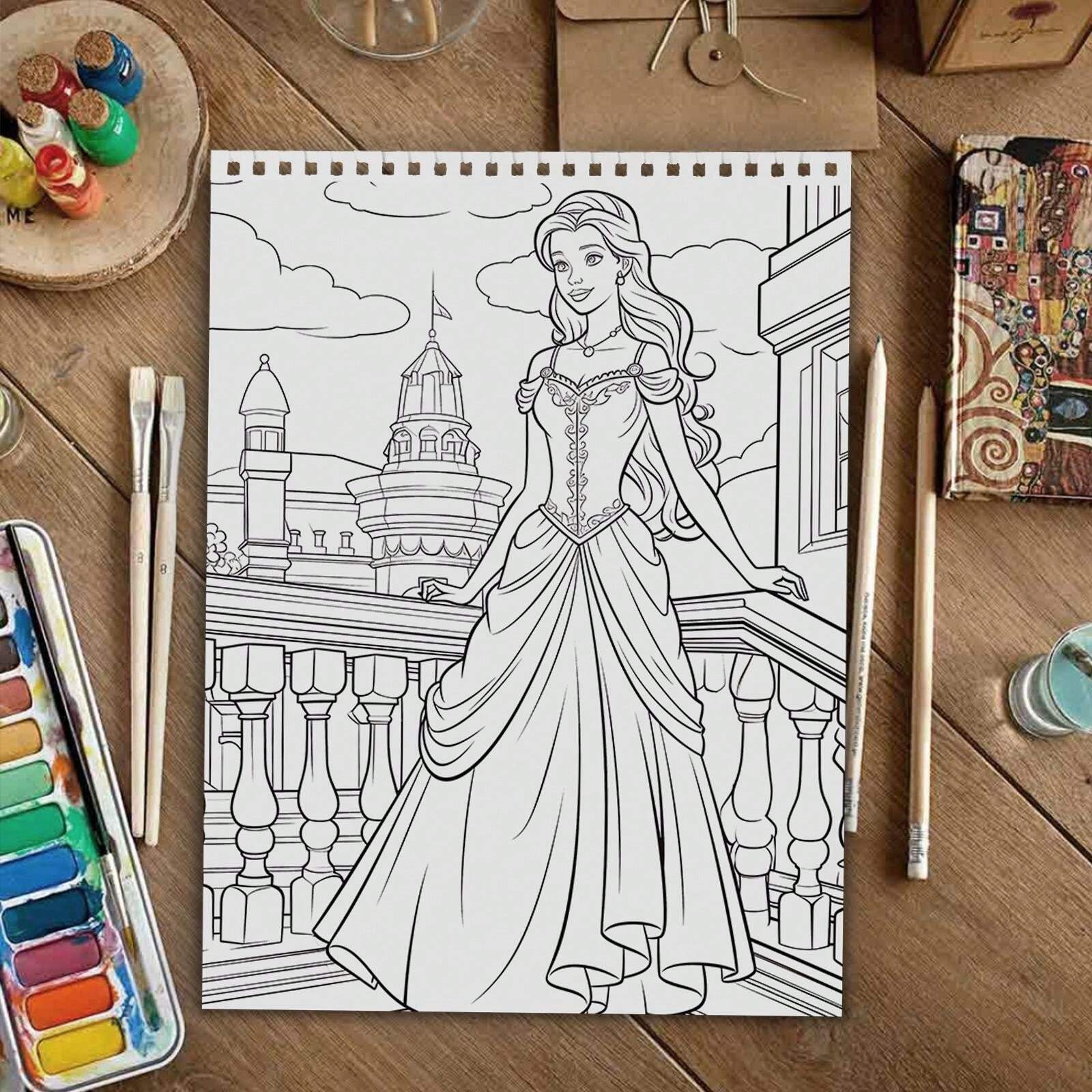 32-Page Princess Themed Coloring Book (Upgraded Thicker A4 Paper ...