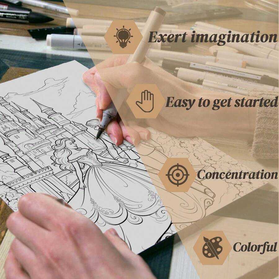 32-Page Princess Themed Coloring Book (Upgraded Thicker A4 Paper ...