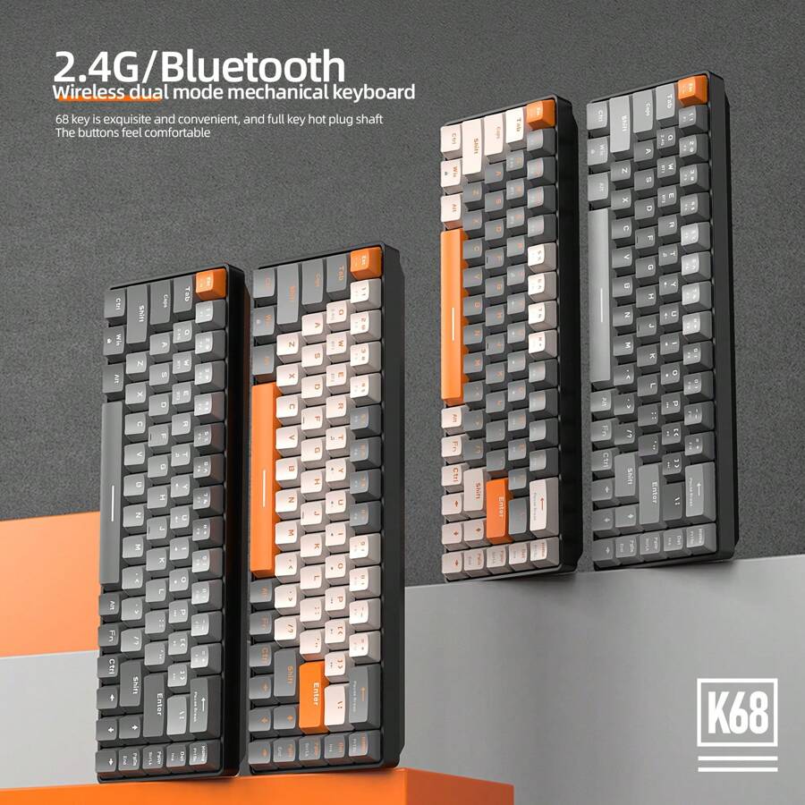 Clavier de jeu mécanique Bluetooth à double mode, personnalisable, multicolore, avec des ...