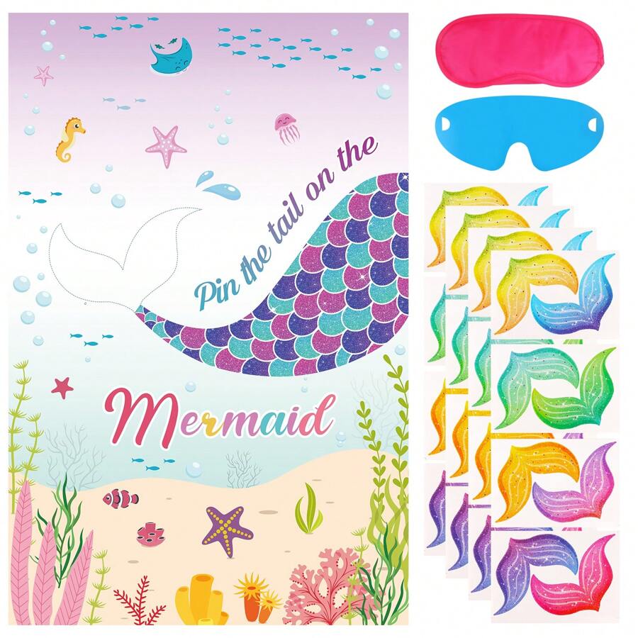 Fowecelt Pin The Tail On The Mermaid Birthday Party Game Under The Sea ...
