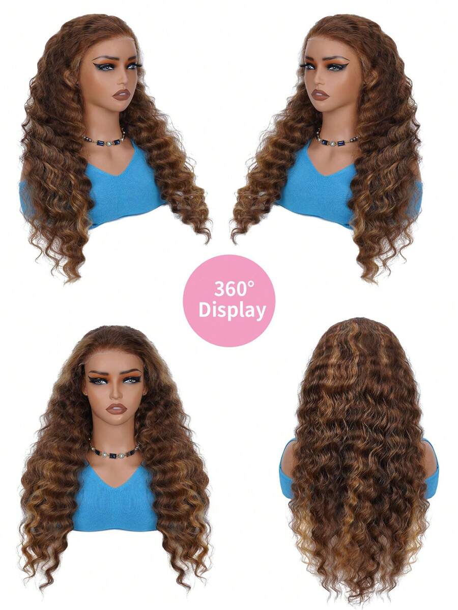 Perruques sans colle 5x5 Highlight Wear Go en cheveux humains blond miel ombré, perruques ...