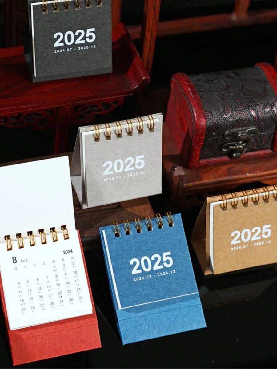 2025 Mini Retro Desktop Calendar | Portable Spiral Binding | Compact ...