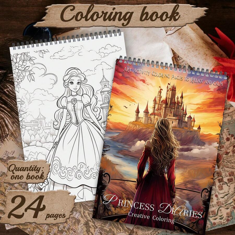 32-Page Princess Themed Coloring Book (Upgraded Thicker A4 Paper ...