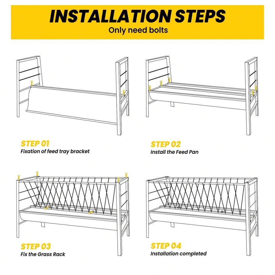Goat Hay Feeder, Pasture Feeder 5-Feet Long, 77 Gallon Capacity Livestock Feeder With Deeper ...