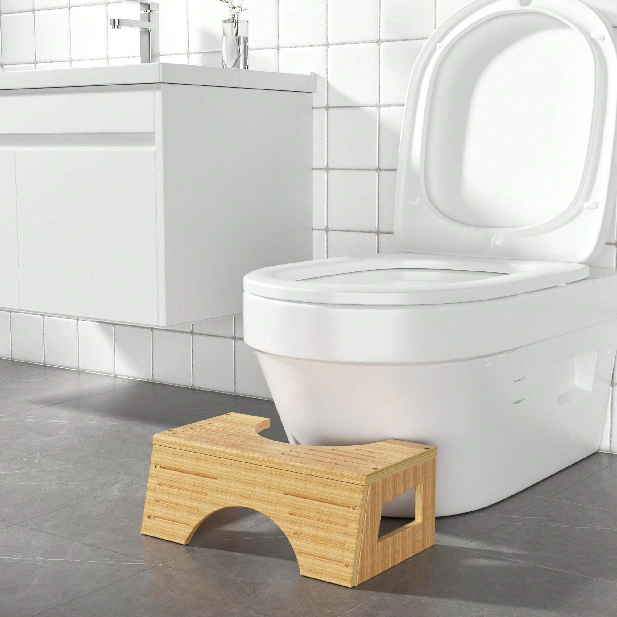 Bamboo Toilet Stool,Bathroom Squatty Potty Stools For Close Tool Use To ...