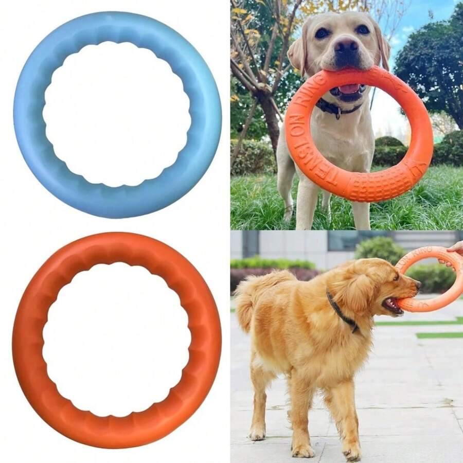 Rubber Ring Chew Toy Large Tough Interactive For Dogs Durable Disc LR ...