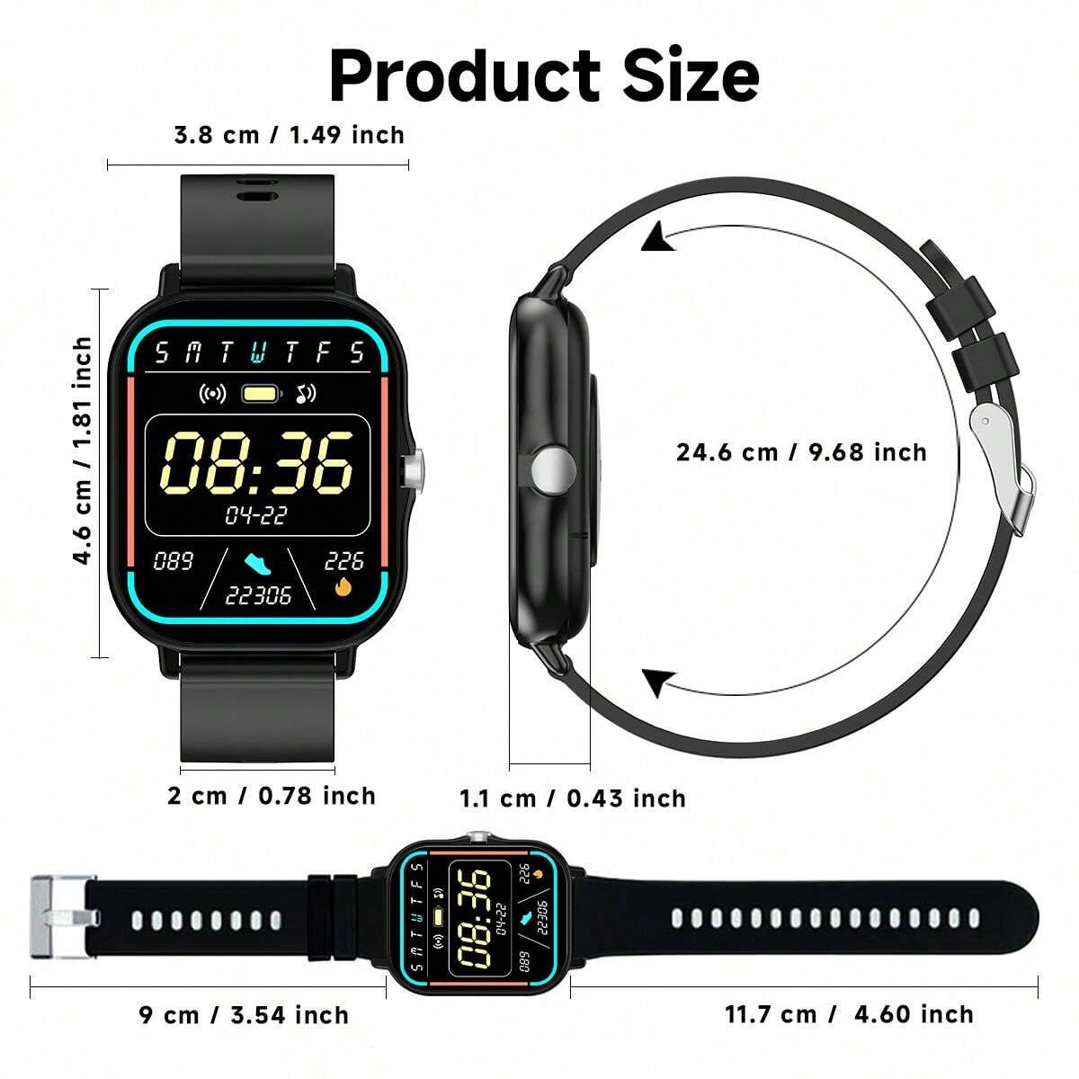 SIMSONLAB Orologio smart con schermo tattile da 2,01", cinturino in ...