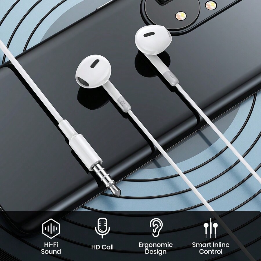 Wired Headphones 3.5mm Jack Earphones Calls & Music Bass Stereo Earbuds ...