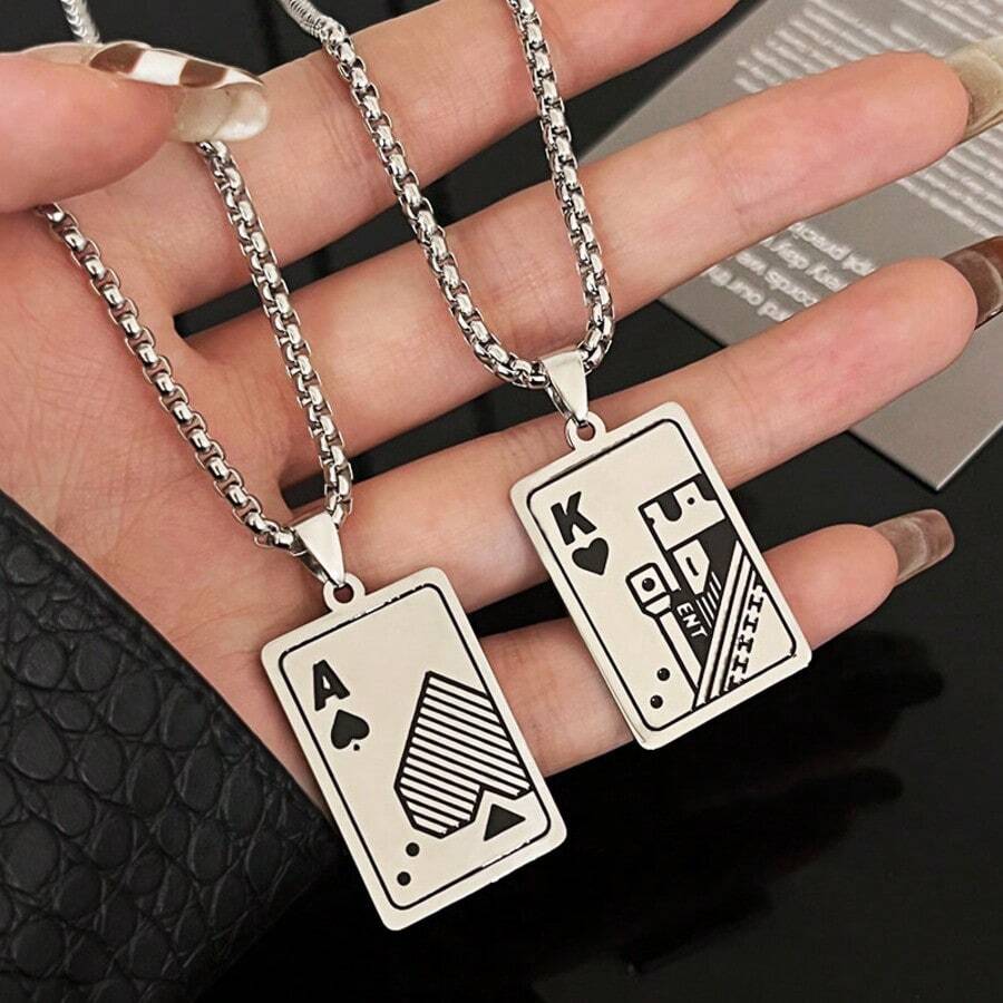 Titanium Steel Necklace Men's Hundred Creative Playing Cards Ace Of ...