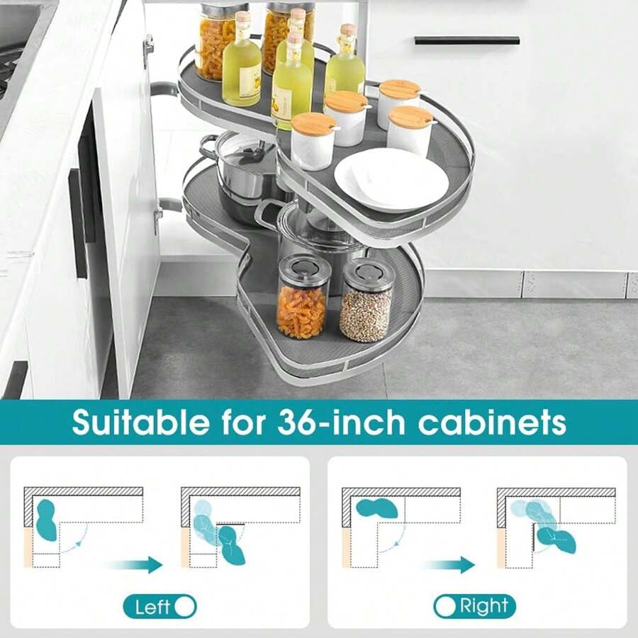 Blind Corner Cabinet Tray 2 Tier Height Adjustable Strong Load Bearing ...