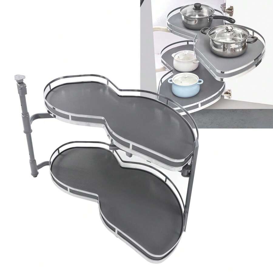 Blind Corner Cabinet Tray 2 Tier Height Adjustable Strong Load Bearing ...