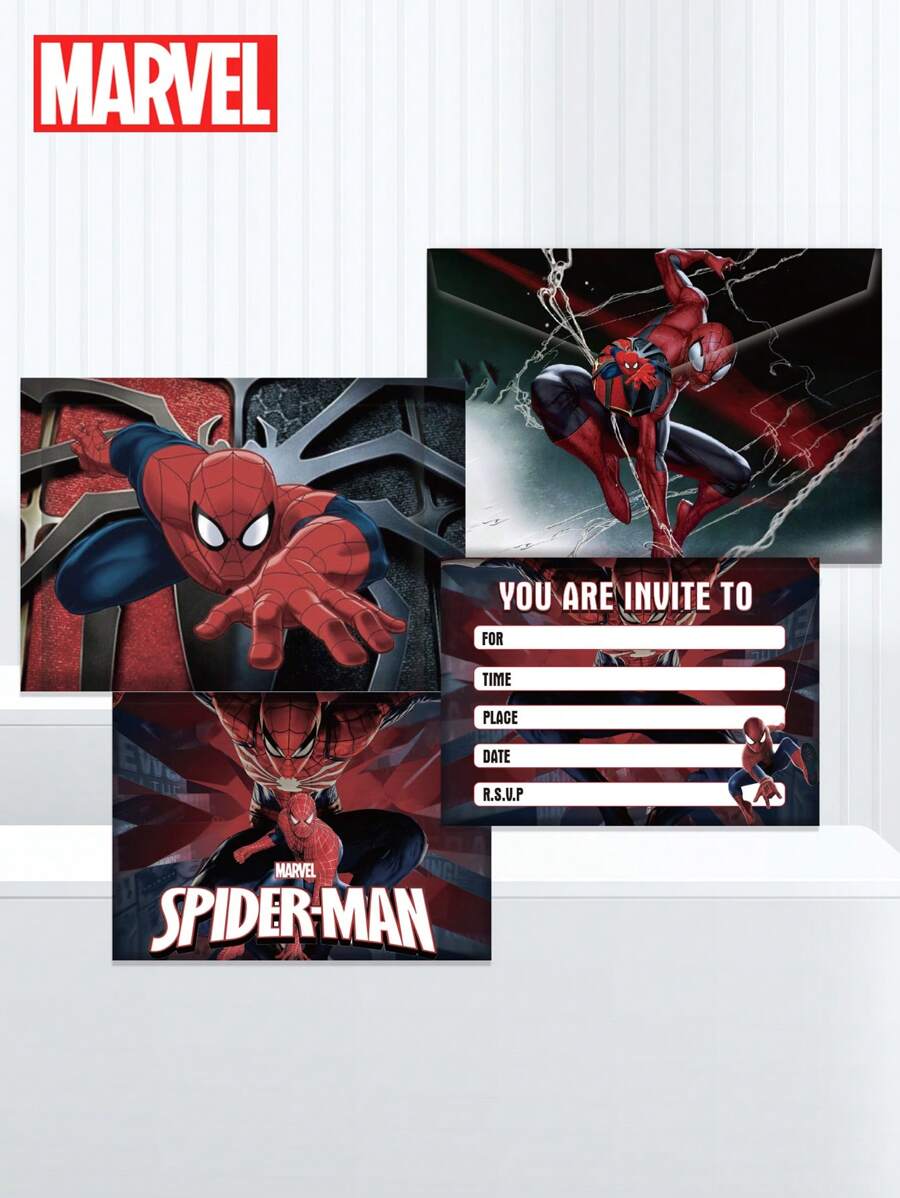Marvel 12Sets Marvel Officially Licensed Spider-Man Invitation Letter ...