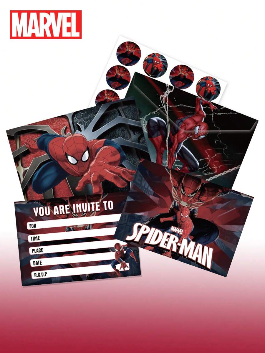 Marvel 12Sets Marvel Officially Licensed Spider-Man Invitation Letter ...