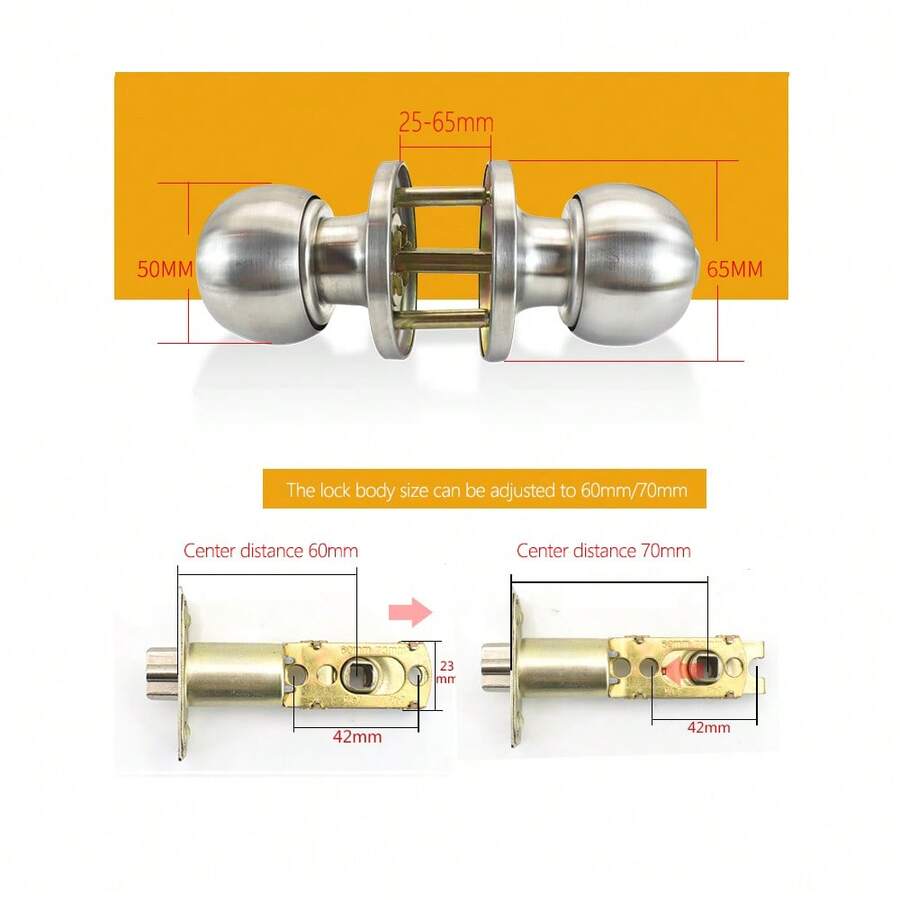 High Quality Round Knob Door Lock Set - Key Access, Adjustable Latch ...