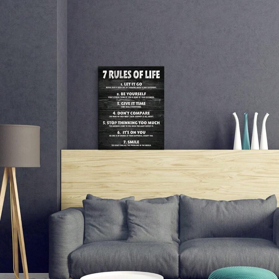 Framed Motivational Quotes Wall Decor 7 Rules Of Life Inspirational ...