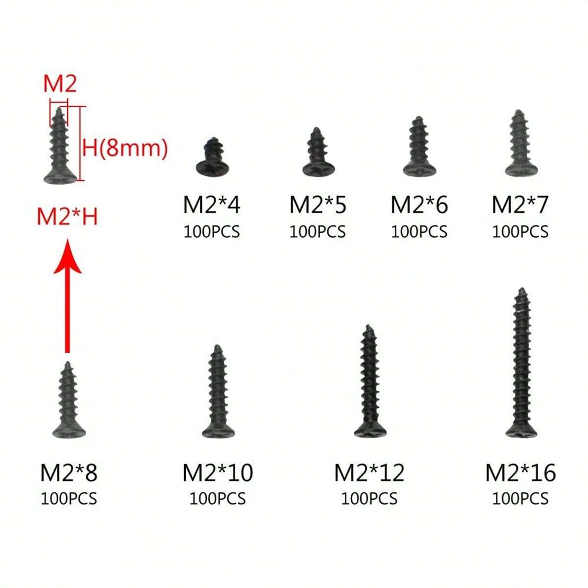800 Self-Tapping Wood Screw Suit, M2 Phillips Pan Head Steel Plate Screw, Self-Tapping Screw ...