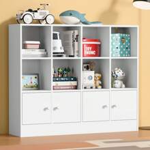 GladGrid Wood Bookcase, 12 Cube Storage Organizer Shelf With 4 Doors, 3 ...