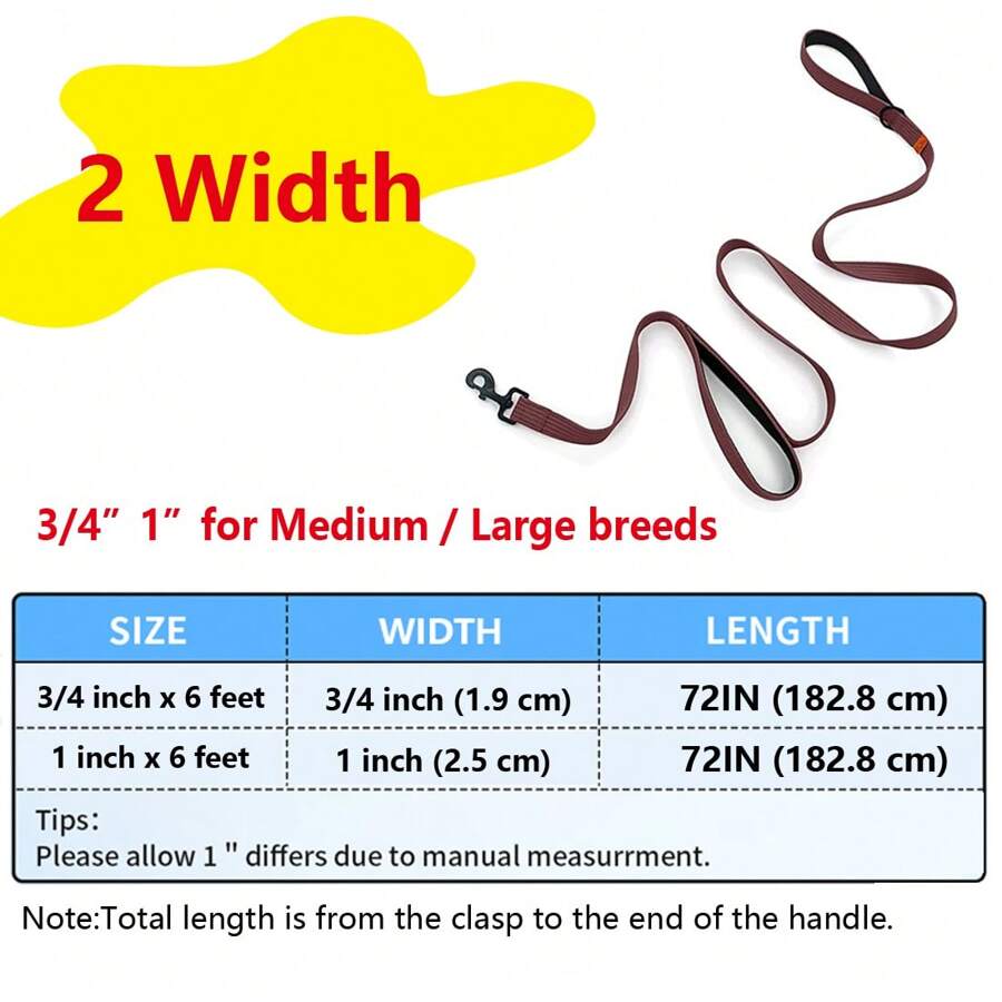 Heavy Duty Double Handle Dog Leash With 2 Padded Handles, Safe Walking ...