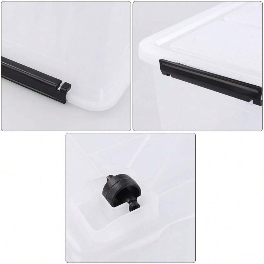 30 L Plastic Storage Box With Lid, 4-Pack Wheeled Clear Plastic Boxes ...