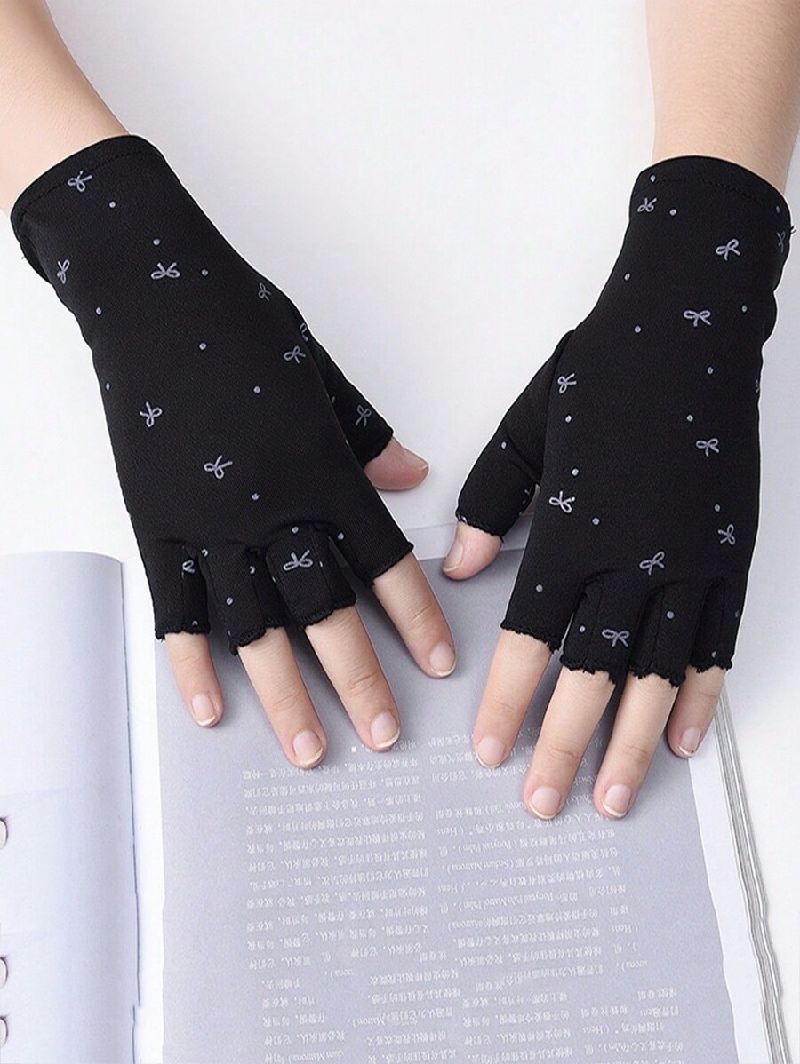 Half-Finger Gloves For Men And Women, Thin Padded Knit Student Writing ...