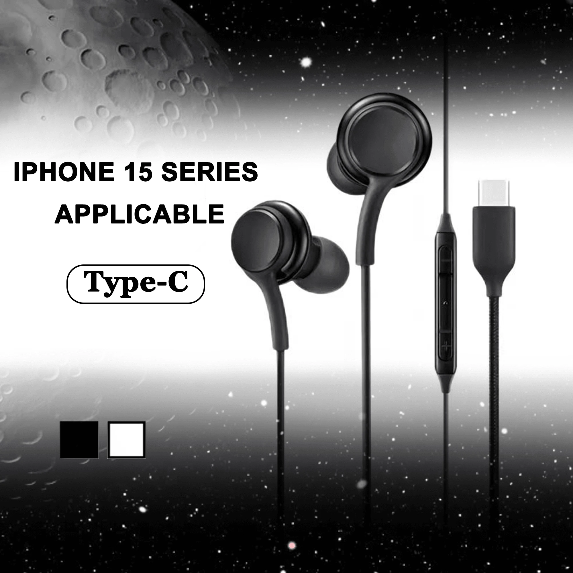 Type C Wired Earphones USB C Earbuds For Calls And Music Bass Stereo ...