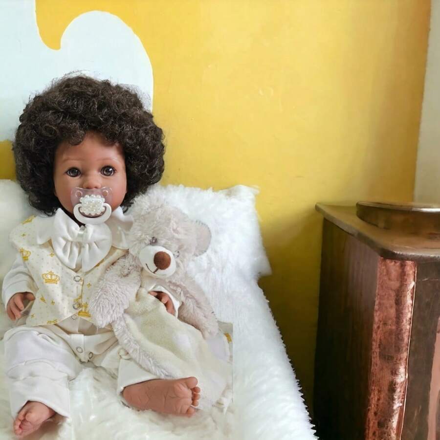 Bebe Reborn Zuri Negro Príncipe Silicone Pode Dar Banho Menino | SHEIN ...