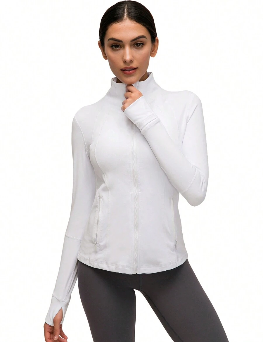 Women's Yoga Jacket Slim Fit Full Zip Running Athletic Jacket ...