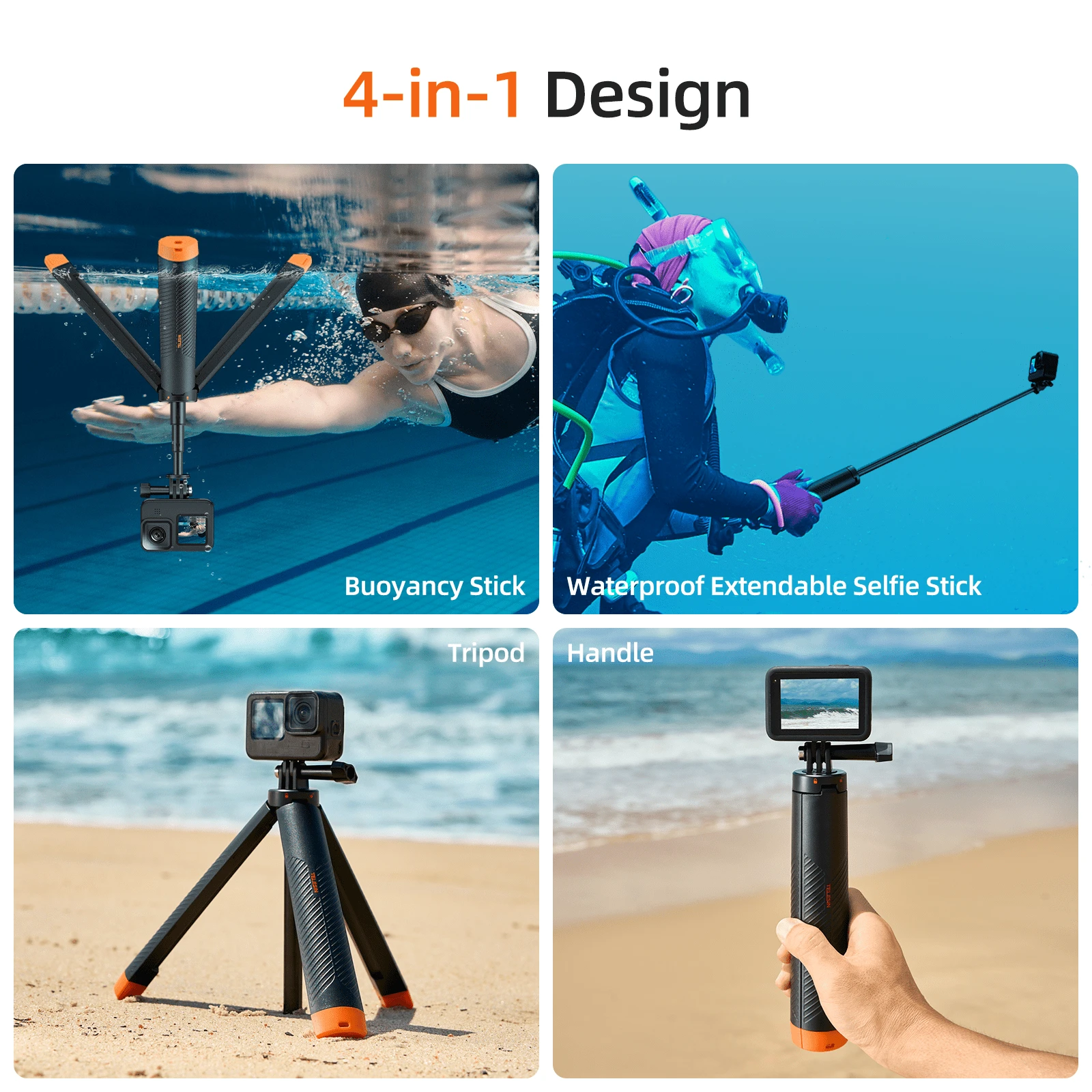 TELESIN TELESIN Underwater Buoyancy Bar Diving Extendable Selfie Stick ...