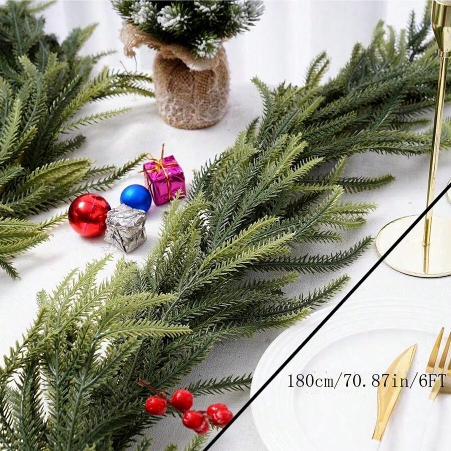 Artificial Norfolk Pine Garland With Light For Christmas Decorations , Realistic Faux Greenery ...