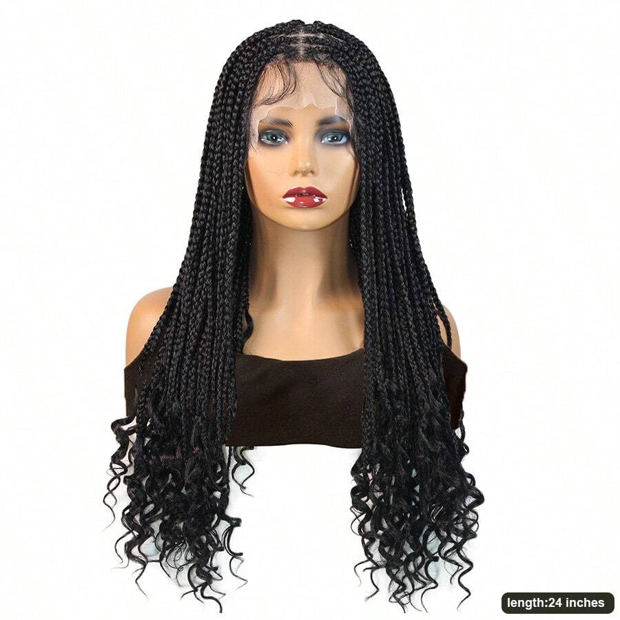 Goddess Box Braids With French Curly Hair Square Part Knotless Full ...