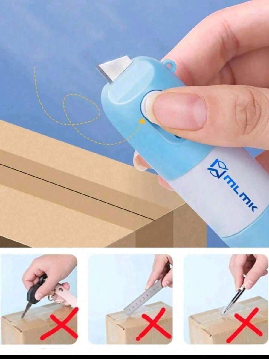 1 Piece 2-In-1 Express Label Editing Seal And Box Cutter, Blue Thermal ...