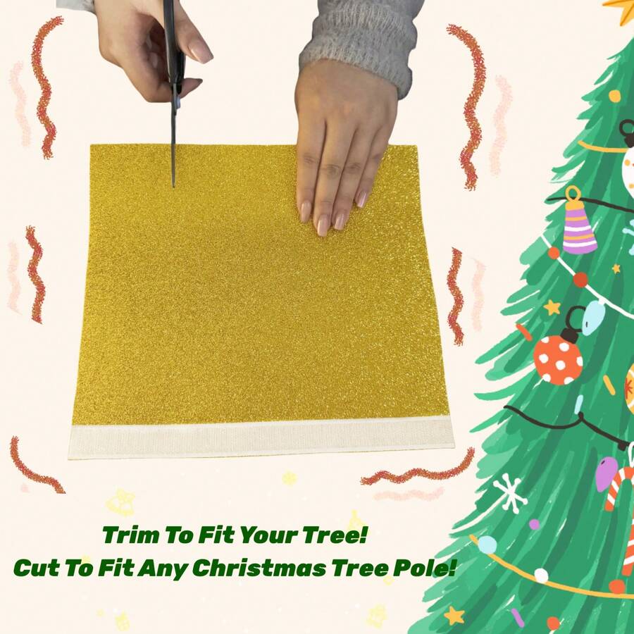 9 Inches Wide X 10 Inches Long Gold Glitter Realistic Christmas Tree ...