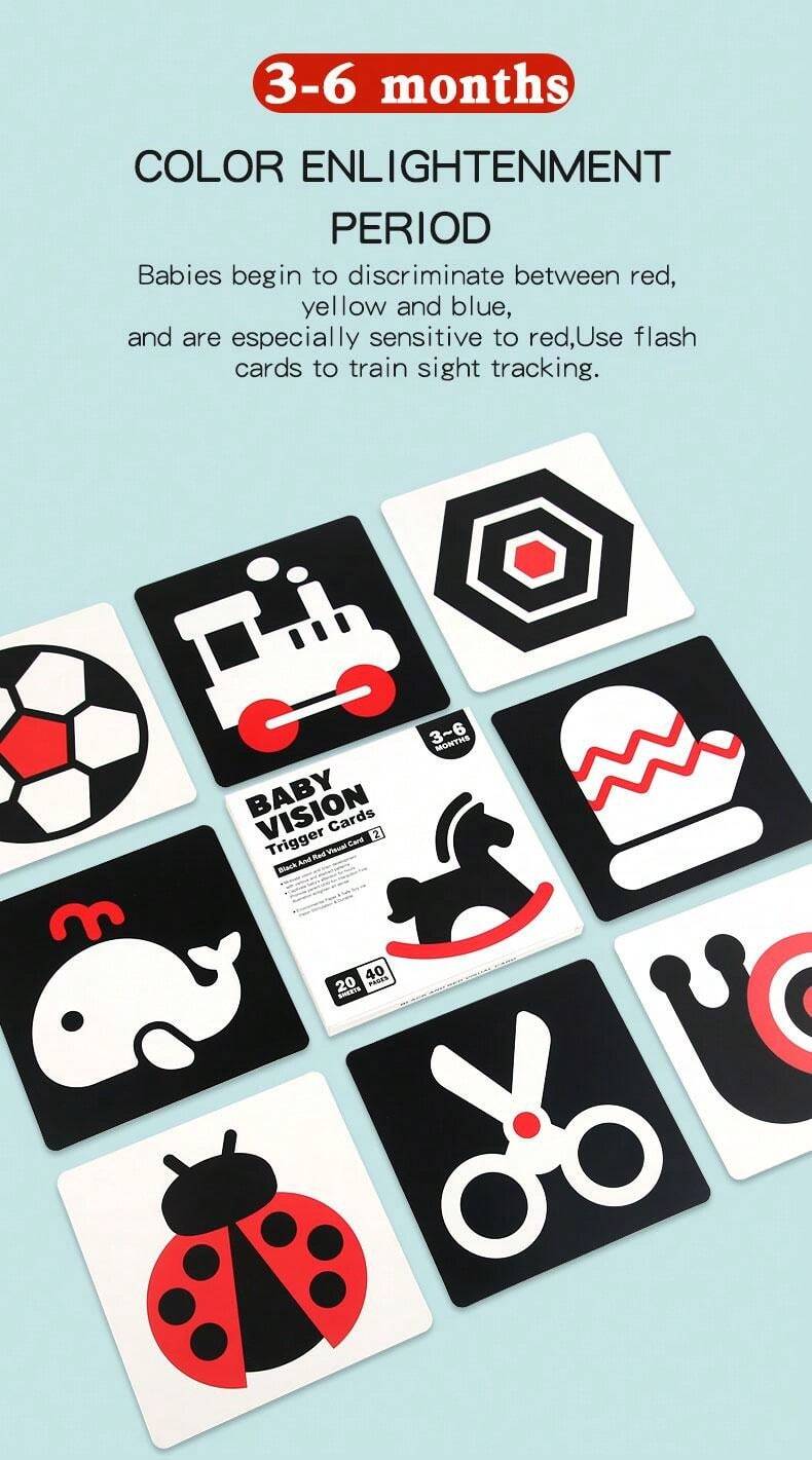Black & White Infant Early Learning Cards, Visual Stimulation Cards For ...