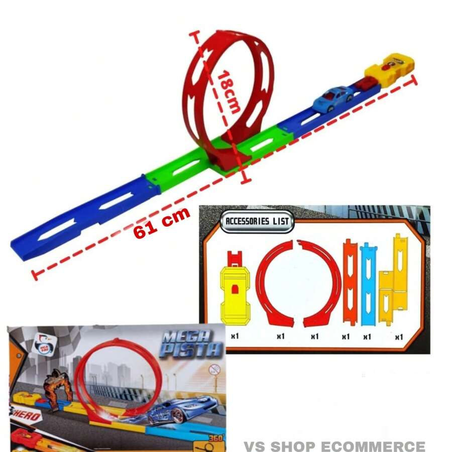 Car Racing Track With Launcher And 1 Hotwheels-Style Looping Car ...
