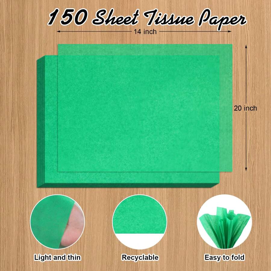150 Sheets Green Tissue Paper, 14 X 20 Inches Tissue Paper Bulk ...