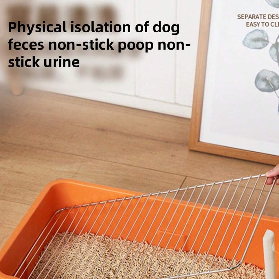 Dog Litter Box With Splash Guard, Stainless Steel Grid Frame, Potty ...