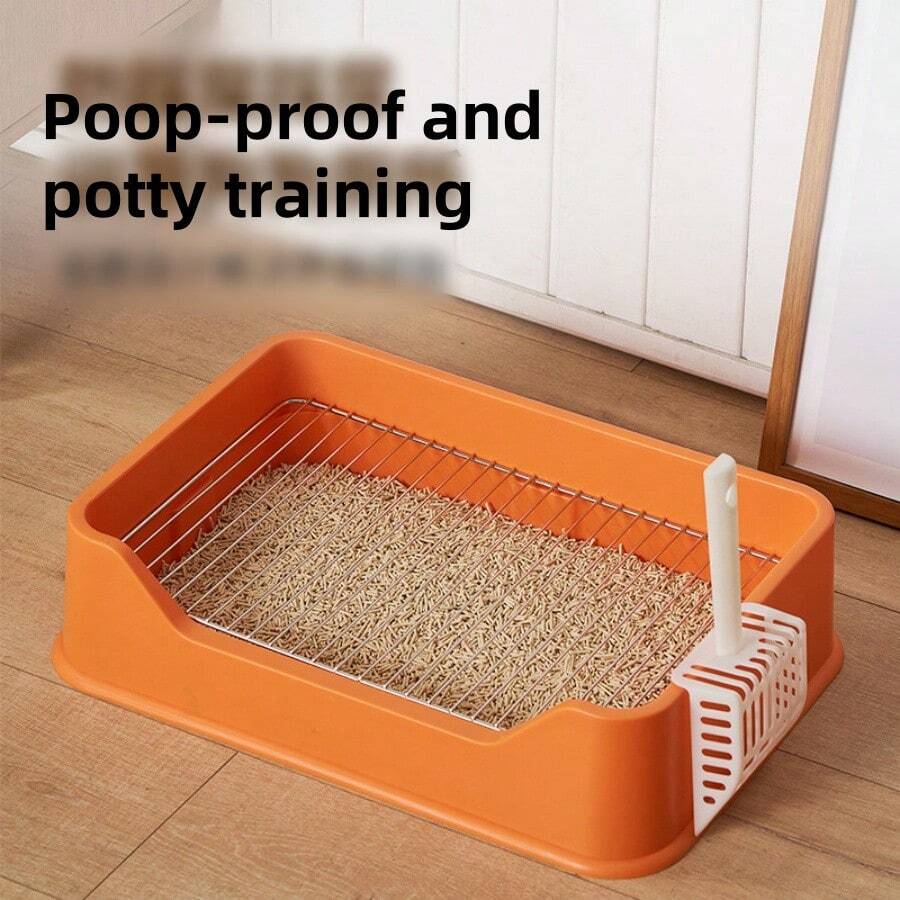 Dog Litter Box With Splash Guard, Stainless Steel Grid Frame, Potty ...