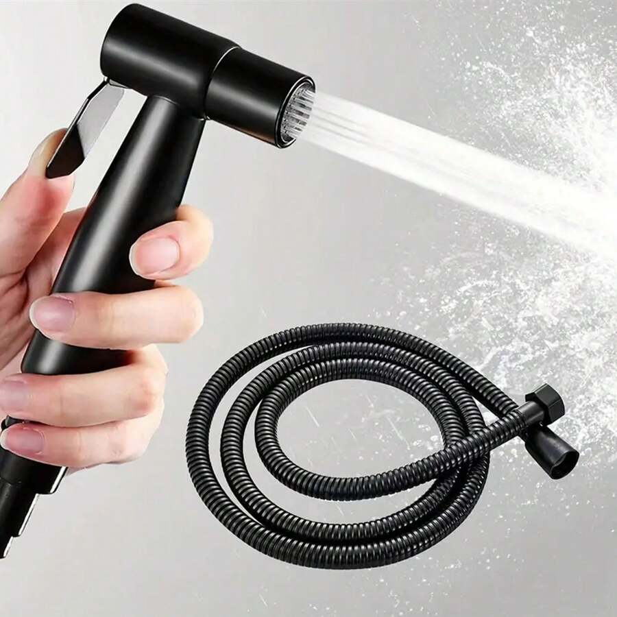 Black 304 Spray Gun+59.06 Inch Black Encrypted Stainless Steel Toilet ...