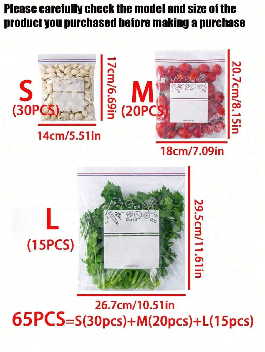 15/20/30pcs Food Storage Containers, Double Rib Seal Fresh Keeping Bags ...